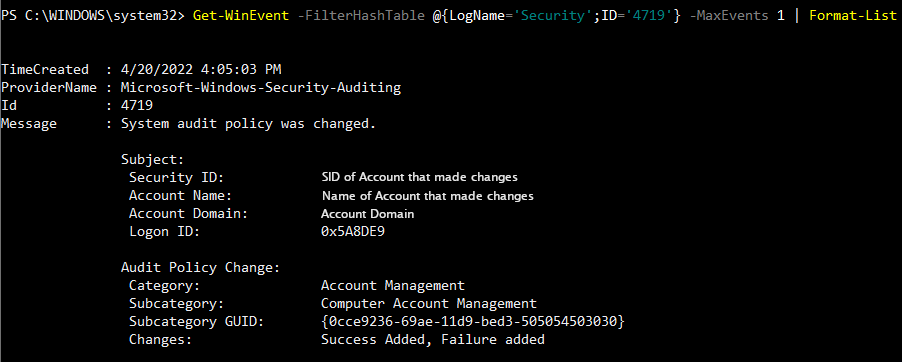What2Log - Audit Policy Changed