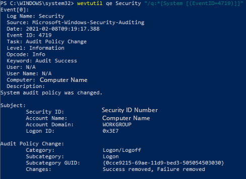 What2Log - Audit Policy Changed