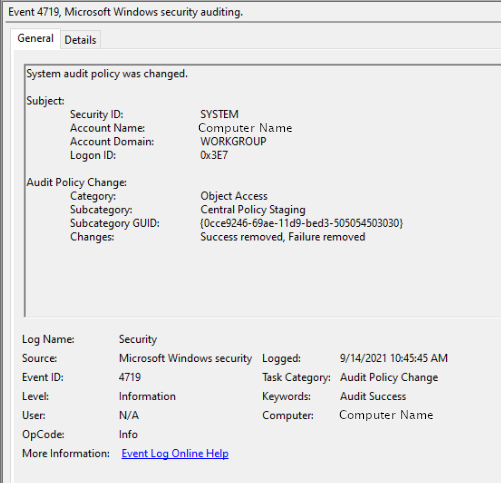 What2Log - Audit Policy Changed