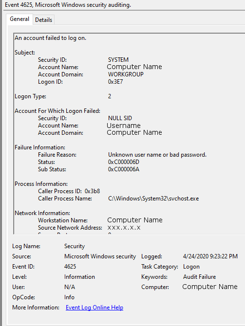 What2Log - Failed User Logon