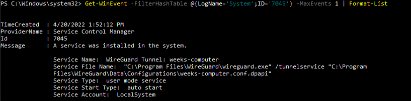 What2Log - Service Installed