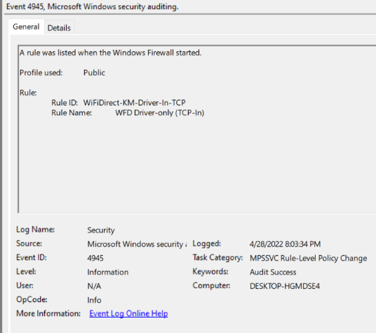 What2Log - Windows Firewall Rule Listed