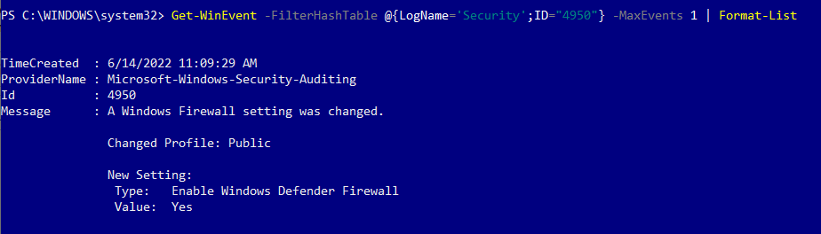 What2Log - Windows Firewall Setting Changed