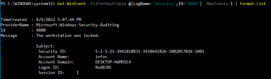 What2Log - Workstation Locked