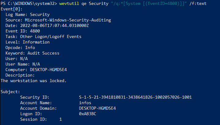 What2Log - Workstation Locked